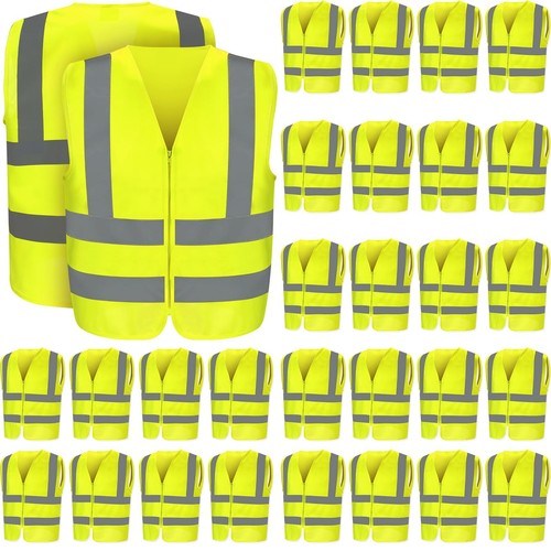 20 Pcs Reflective Safety Vest Yellow Reflective High Visibility Vest ...