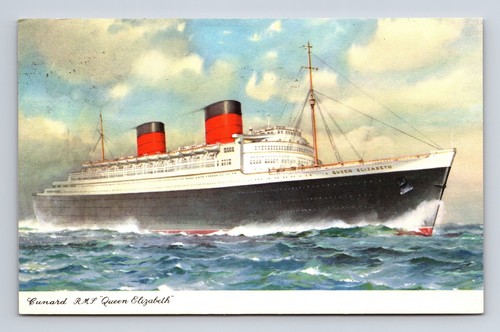 c1960 Cunard RMS Queen Elizabeth Southampton Paquebot Maritime Cancel ...