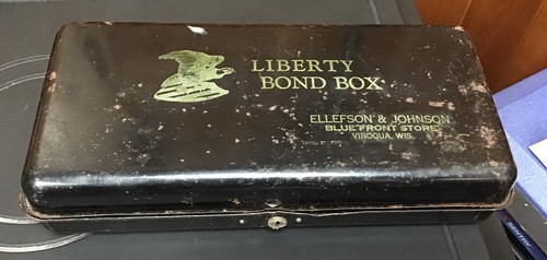 Vintage LIBERTY BOND BOX Ellefson Johnson Blue Front Store Viroqua WI ...
