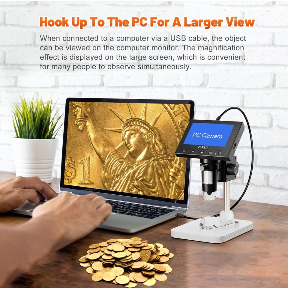 Elikliv Microscope LCD Digital Coin Microscope 1000x Coin Magnifier ...