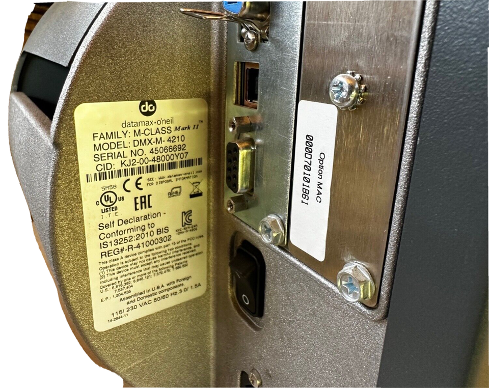 Datamax O'Neil M-Class Mark II DMX-M-4210 DT/TT Industrial Printer USB ...