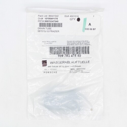 Porsche Drain Tube Part Number - 99970347540 for sale online | eBay