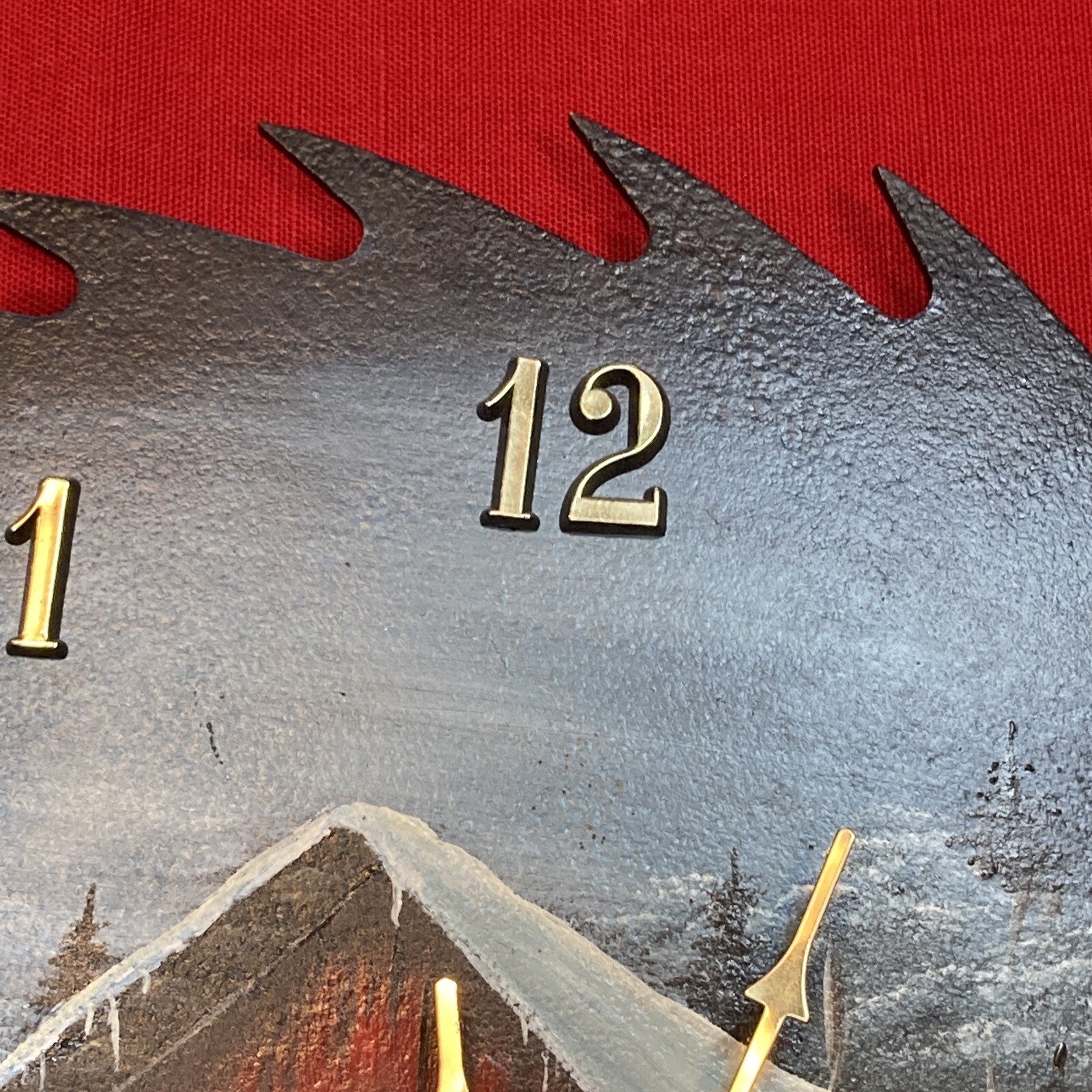 Handpainted sawblade clock. Covered bridge winter scene. Clock | eBay