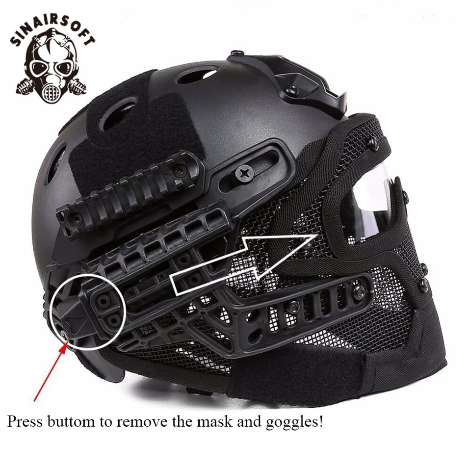 Tactical G4 Helmet Full Face Mesh Mask Goggles Armor Protective PJ FAST ...