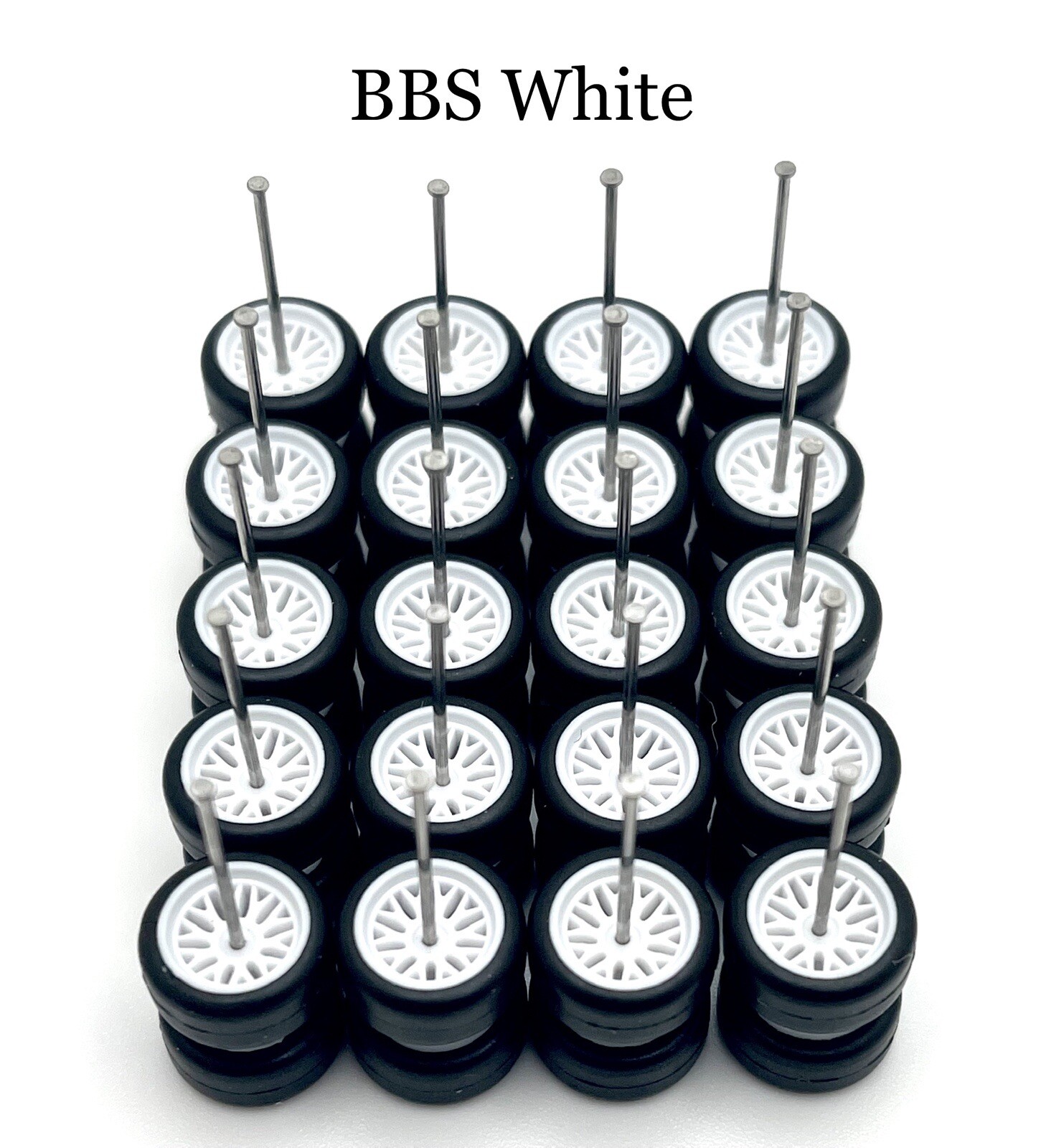 10x Set White BBS Type Real Rider Wheel W/ Rubber Tires For 1/64 Scale ...