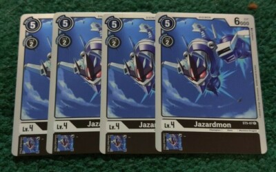 x4 Playset Digimon JAZARDMON ST5-07 Black Common From Starter Deck TCG ...
