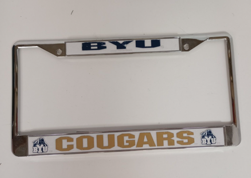 BYU Brigham Young Cougars Blue And Gold Chrome Metal License Plate ...