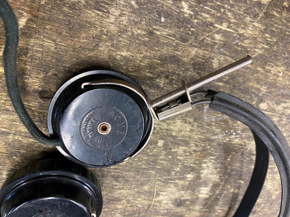 Vtg WWII ACME TRIMM Inc Tube Radio Headset AUDIO earPHONES Ham Military ...