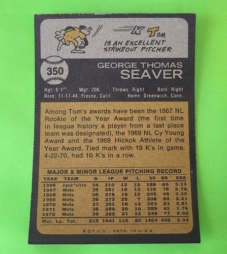 1973 Topps - #350 Tom Seaver | eBay