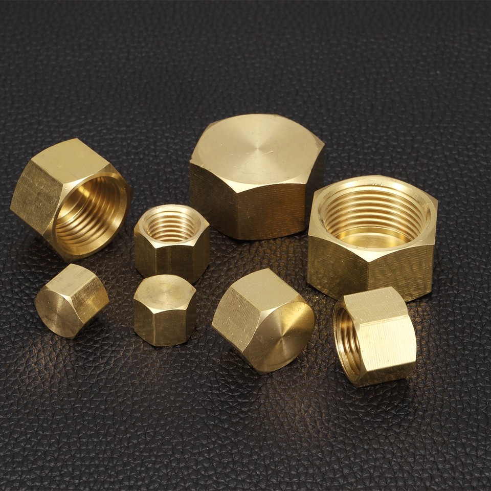 2Pcs Brass Compression Cap Stop Valve Cap 3/4" NPT Hex Thread Flare Cap ...