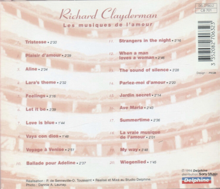 Richard Clayderman - Les Musiques De L’Amour (CD 1994 Delphine) France Import | eBay