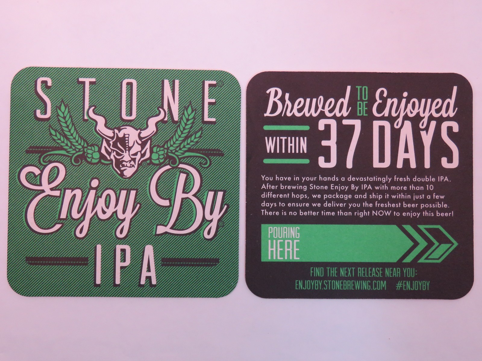 Beer COASTER - STONE Brewing Co Enjoy By IPA - Brewed & Enjoyed Within ...