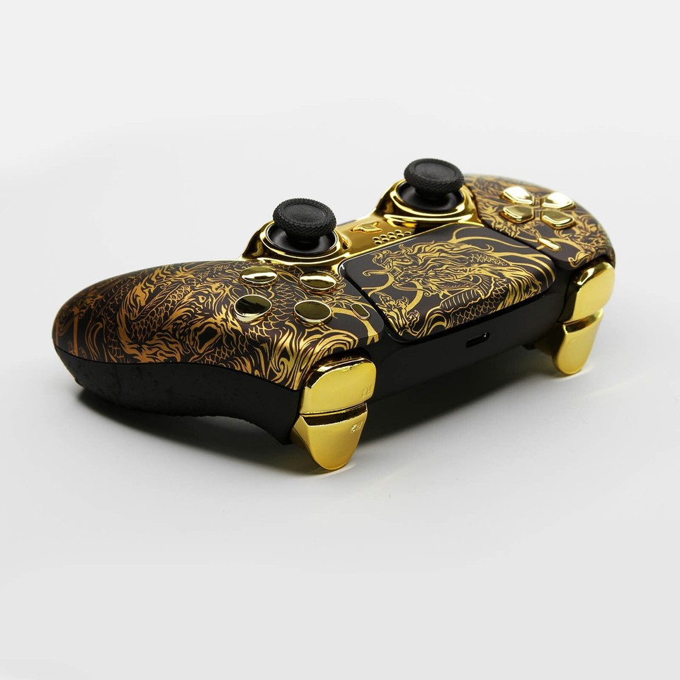 Golden Dragon PS5 Controller Killscreen Esports Custom Gold Remote Pro ...