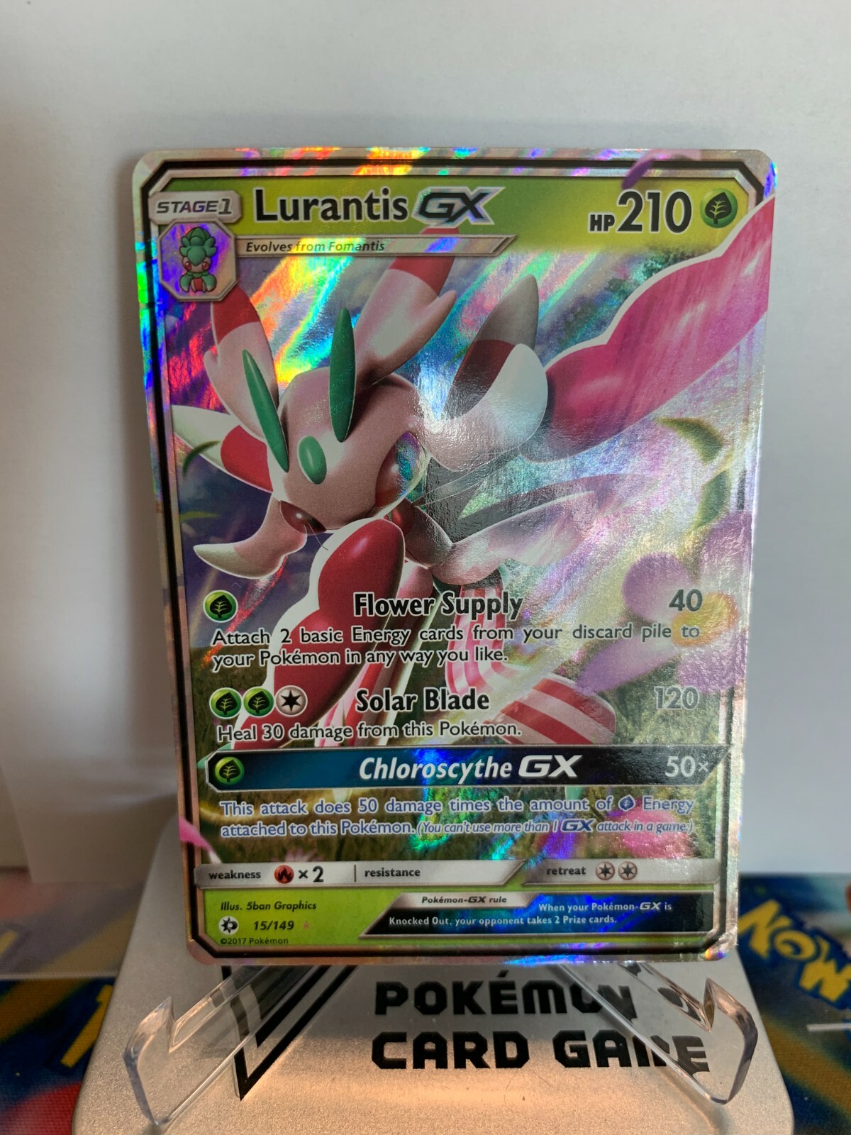 Pokemon TCG Lurantis GX 15/149 Ultra Rare Holo Sun & Moon Base Set MP ...