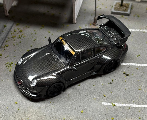 1:64 Black Carbon RWB 993 Racing Sports Classic Model Diecast Metal Car ...