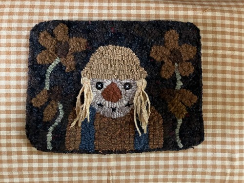 PRIMITIVE RUG HOOKING~CUSTOM HAND HOOKED~"SCARECROW"~MAT~ "NEW ...