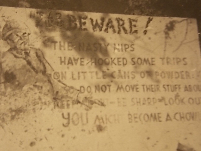 VWW2 ERA SNAPSHOT PHOTO, JAPANESE BOOBY TRAP WARNING SIGN "BEWARE!" | eBay UK