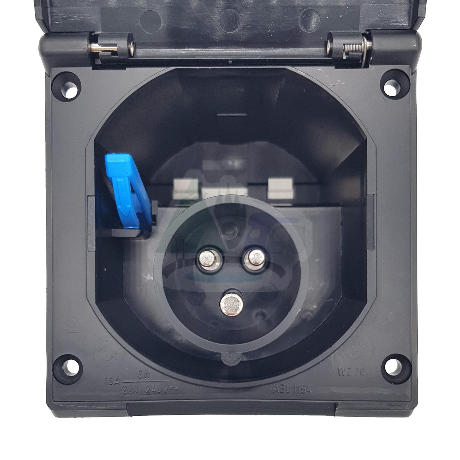 FAWO MAINS HOOK UP INLET SOCKET FLUSH FIT BLACK 240v FOR CAMPERVAN ...