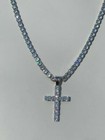 Real Solid 925 Silver 6mm Single Row Tennis Chain W. Cross Icy Bust ...