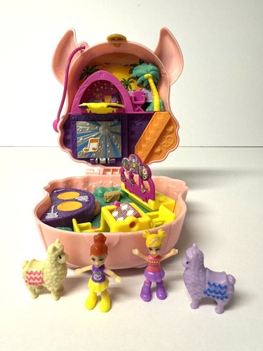 Polly Pocket 2019 Small Pink Llama Carry Case Toys With 2 Dolls & 2 ...