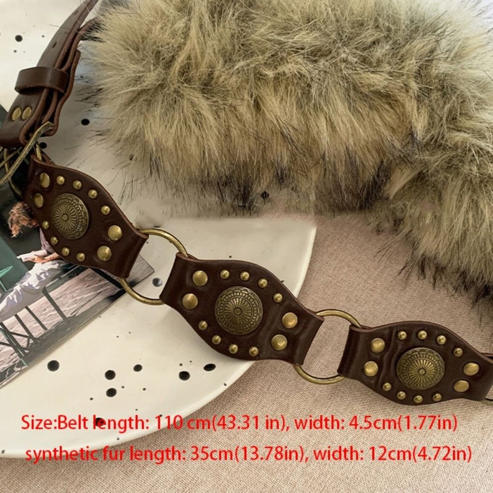 PU Leather Leather Fur Belt Spicy Girl Style Plush Belt Female/Girls | eBay