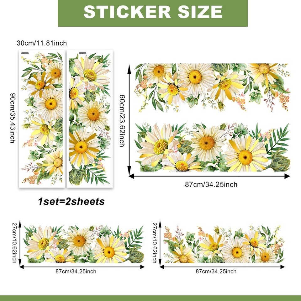 Gold Foil For LEAF Daisy Window Sticker Static Cling for Kitchen and ...