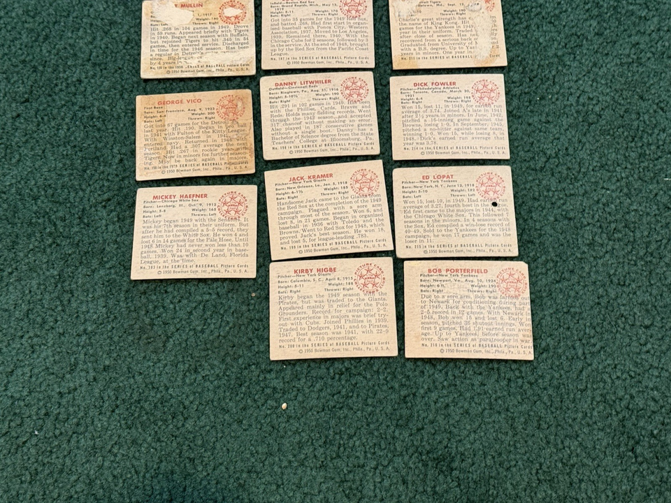Lot of 23 Different 1950 Bowman Baseball Cards, Ed Lopat, Pete Reiser ...