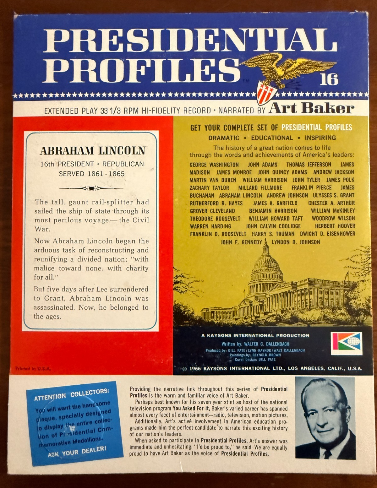PRESIDENTIAL PROFILES - Abraham Lincoln EP HiFi Record | eBay