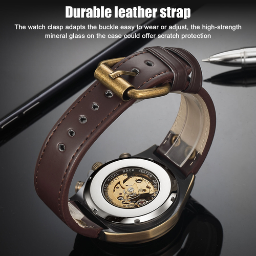 Luxury Retro Men's Automatic Mechanical Wrist Watch Roman Numeral ...