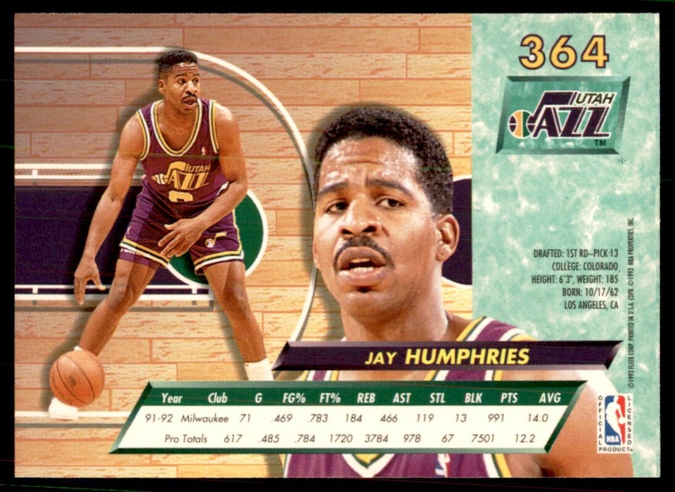1992-93 Ultra Fleer Jay Humphries Basketball Cards #364 | eBay