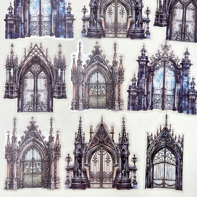 Gothic Castle Gate Stickers Vintage Style Junk Journal Collage ...