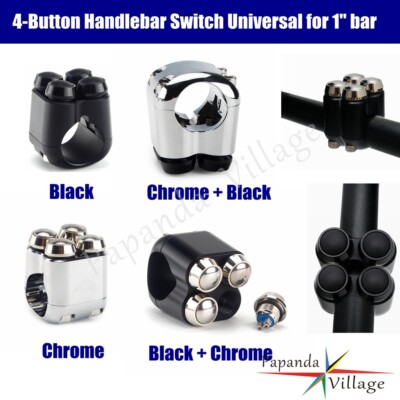 4 Button Hand Control Momentary Switch For Harley Chopper Cafe Racer 1 ...