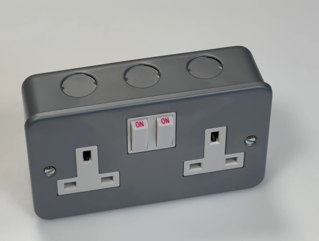 METAL CLAD 13A 2 Gang Switched Socket With Back Box | eBay UK