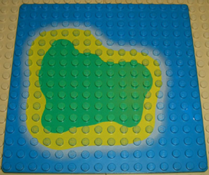 LEGO - Baseplate 16 x 16 (Studs) with Island on Blue Water Pattern ...