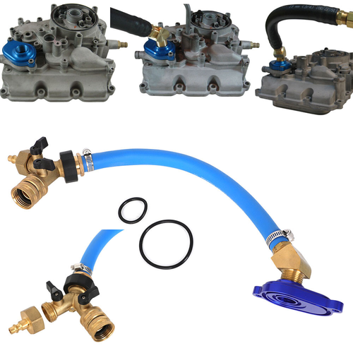 For Ford 6.0L Engine Oil Cooler Flush Kit W/ Aluminum,Anodize Adapter ...