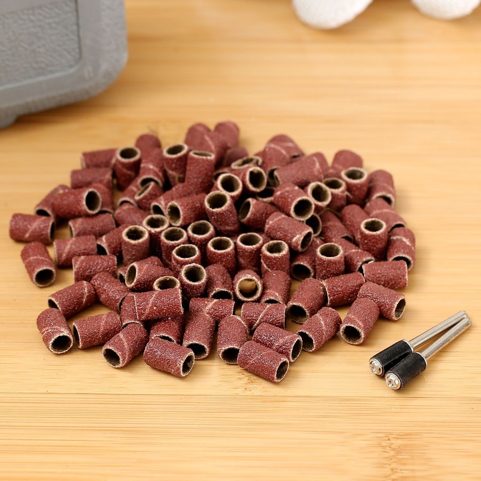 100pcs 80# Sanding Drum Sand Bands Shank Rotary Tool W/2 Mandrels for ...