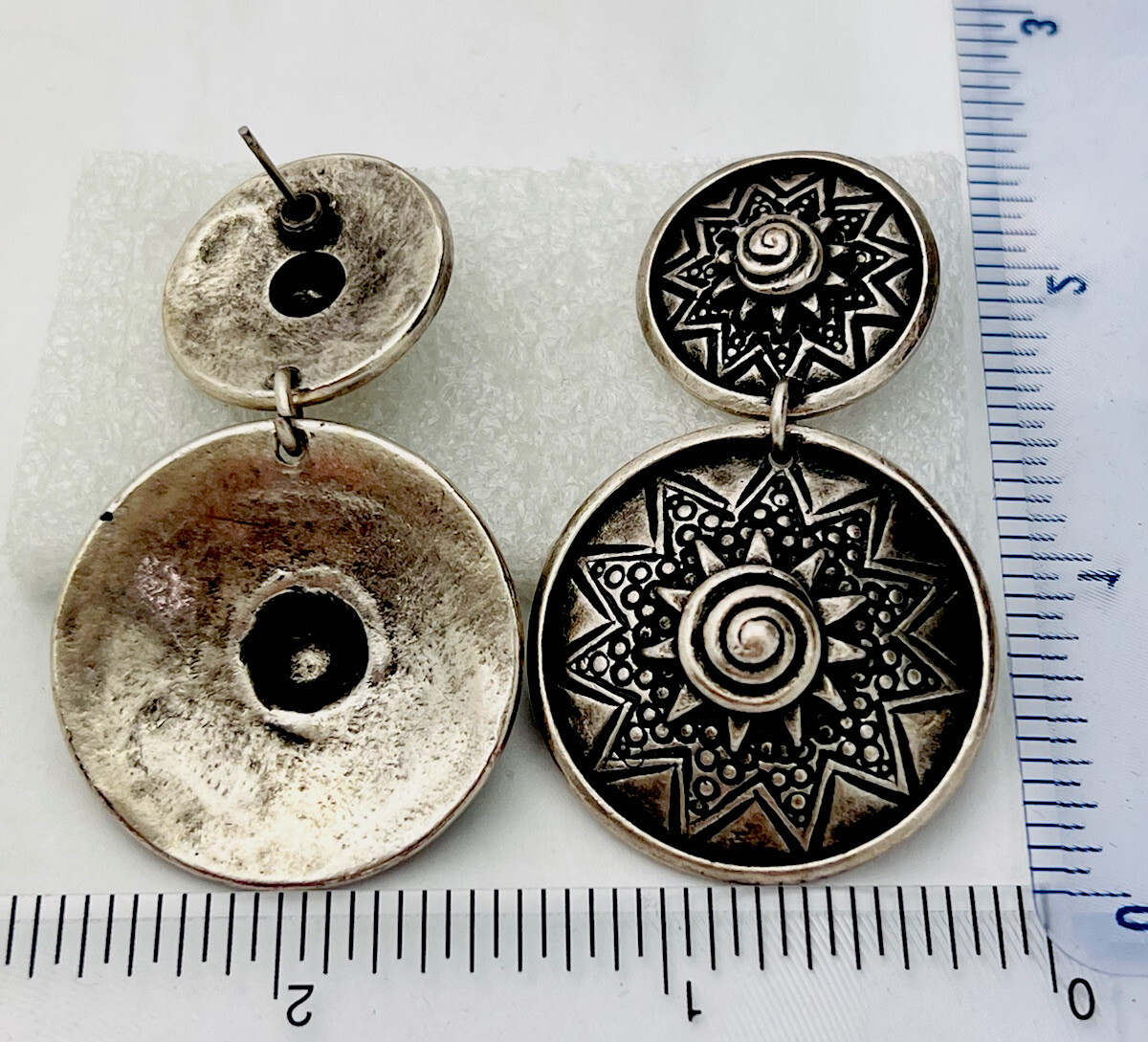 Vintage 1980-90s Pewter Finish Sun Shield Pierced Earrings | eBay