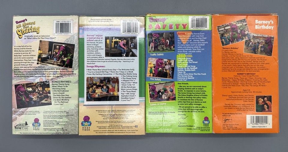 4 VHS BARNEY 4 FOR YOU VALUE PACK BARNEY SAFETY MEETING GOES TO SCHOOL ...