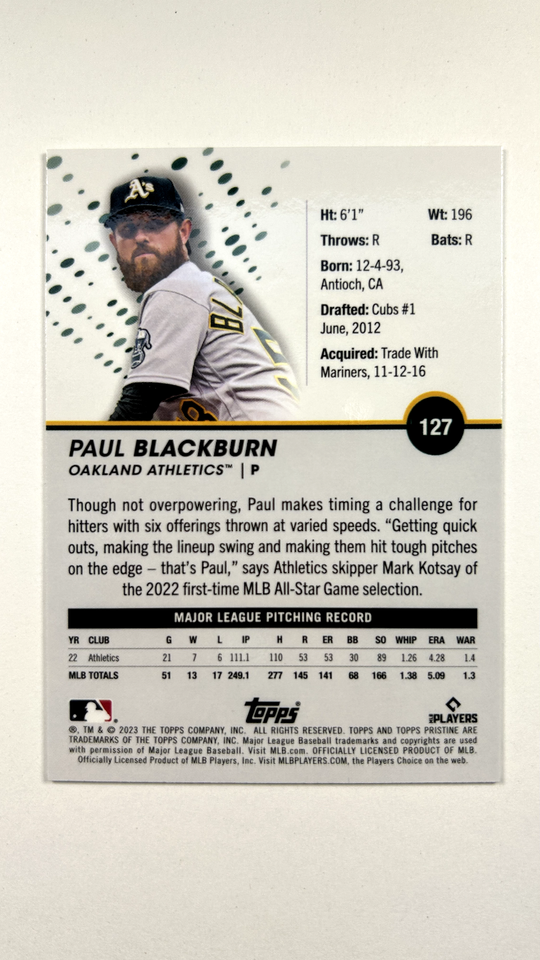 2023 Topps Pristine Phil Blackburn #127 Base Card | eBay