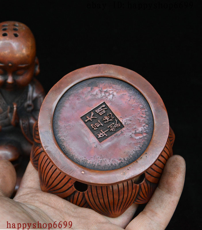 5 Chinese Buddhism Bronze Buddhist Monk Bonze Buddha Lotus flower ...