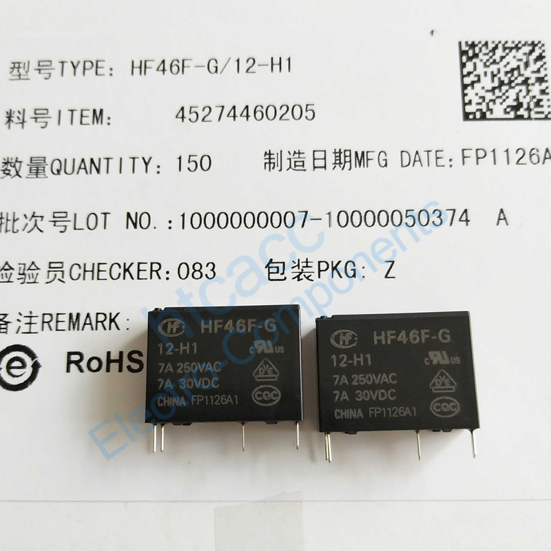 HF46F-G-12-H1 Power Relay HF46F-G-12-HS1T 7A 250VAC 4 Pins 10pcs | eBay