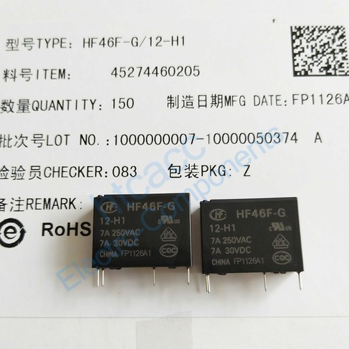 HF46F-G-12-H1 Power Relay HF46F-G-12-HS1T 7A 250VAC 4 Pins 10pcs | eBay