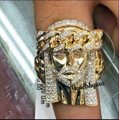 Religious Jesus Face Ring Men's Rapper Jewelry Real Moissanite 925 ...