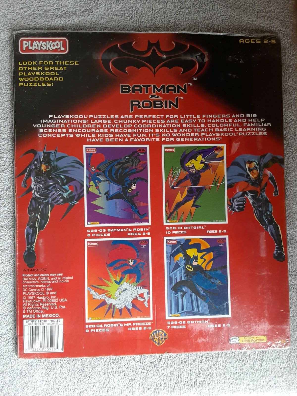 Playskool Sealed 1997 Batman DC Comics Puzzle Robin Mr Freeze HTF Wood ...