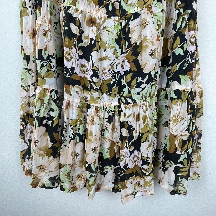 Pyramid Collection Tiered Maxi Skirt XL Forest Fairy Boho Prairie Lined ...