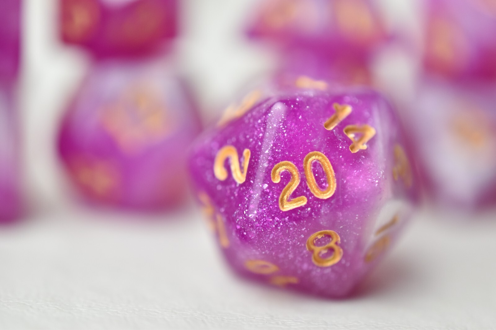 Amiven Fuchsia Rose Glitter Dice with Gold Ink Polyhedral TTRPG DnD | eBay