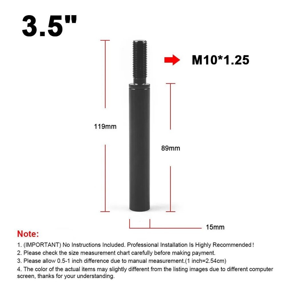 M10X1.25 3" 3.5" 4" Shift Knob Extender Extension Lever Gear Manual ...
