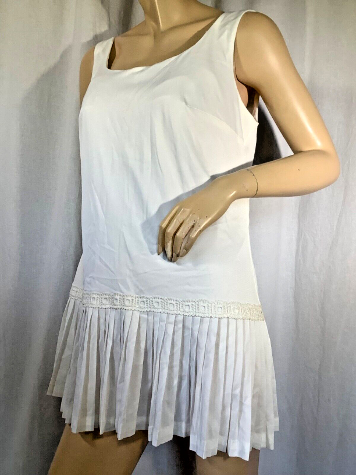 Vintage white Swim Dress top Bullet bra drop waist Pl… - Gem