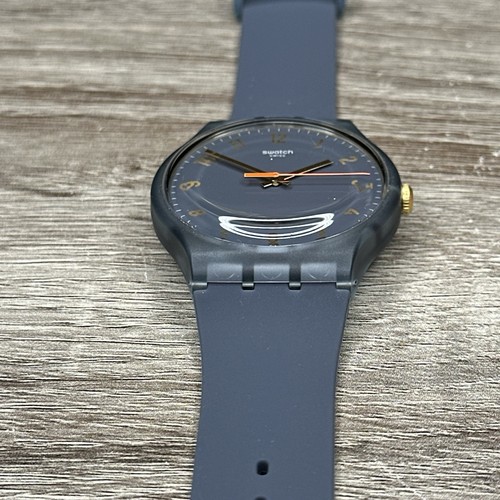 NEW Swatch NUIT BLEUE Number Blue Dial Blue Silicone Unisex 41mm Watch ...
