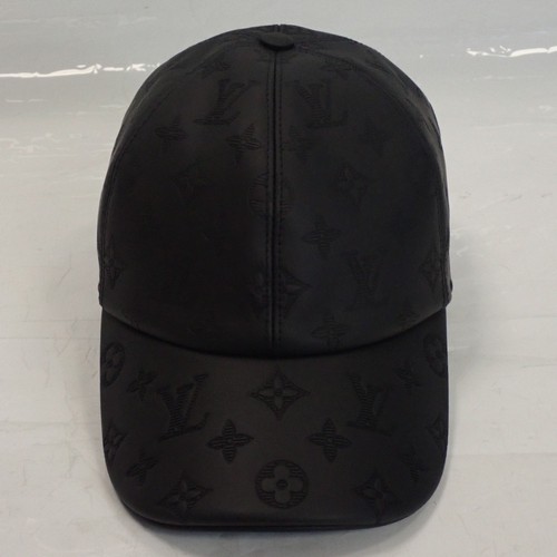 LOUIS VUITTON Baseball Cap Monogram Shadow Black Leather M76581 ...
